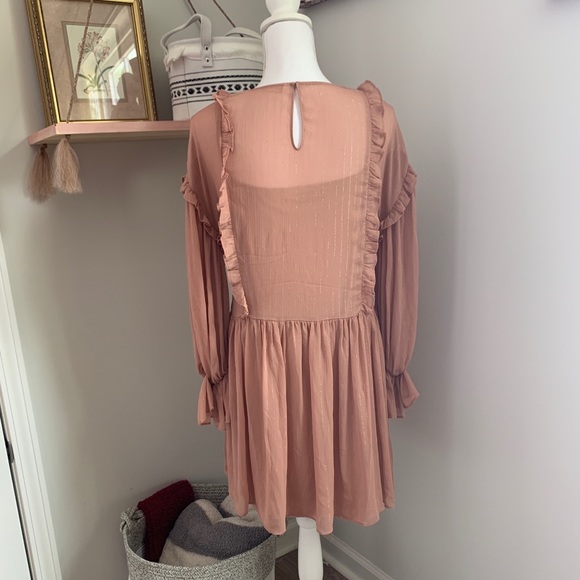 Zara | Dresses | Zara Trafaluc Blush Shimmer Sheer Dress | Poshmark
